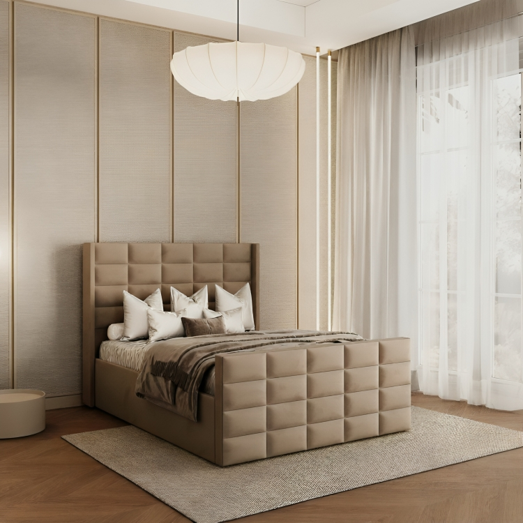 Tiles Upholstered Bed Frame in Plush Velvet Fabric – Emperor Beds